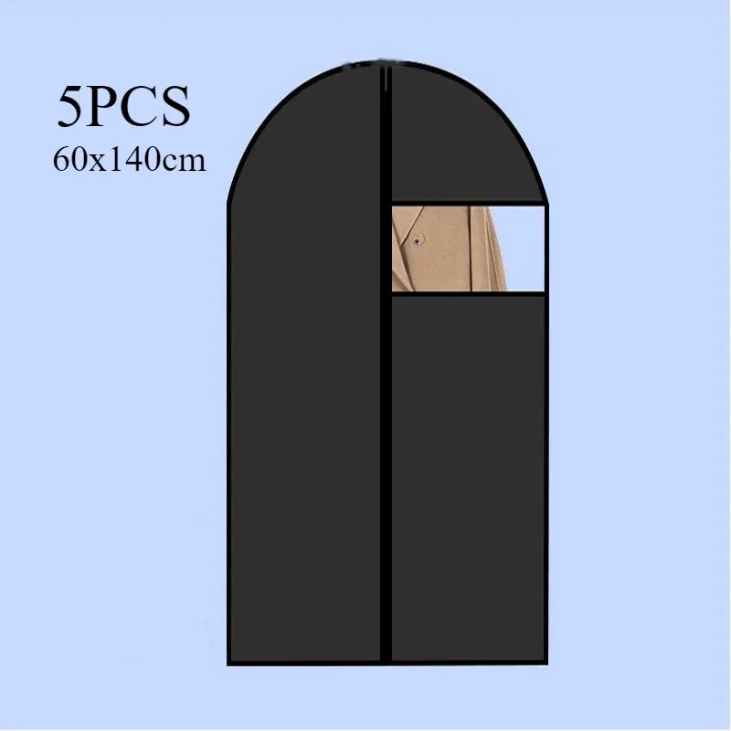 5шт чехлов для одежды 60x140см, черные