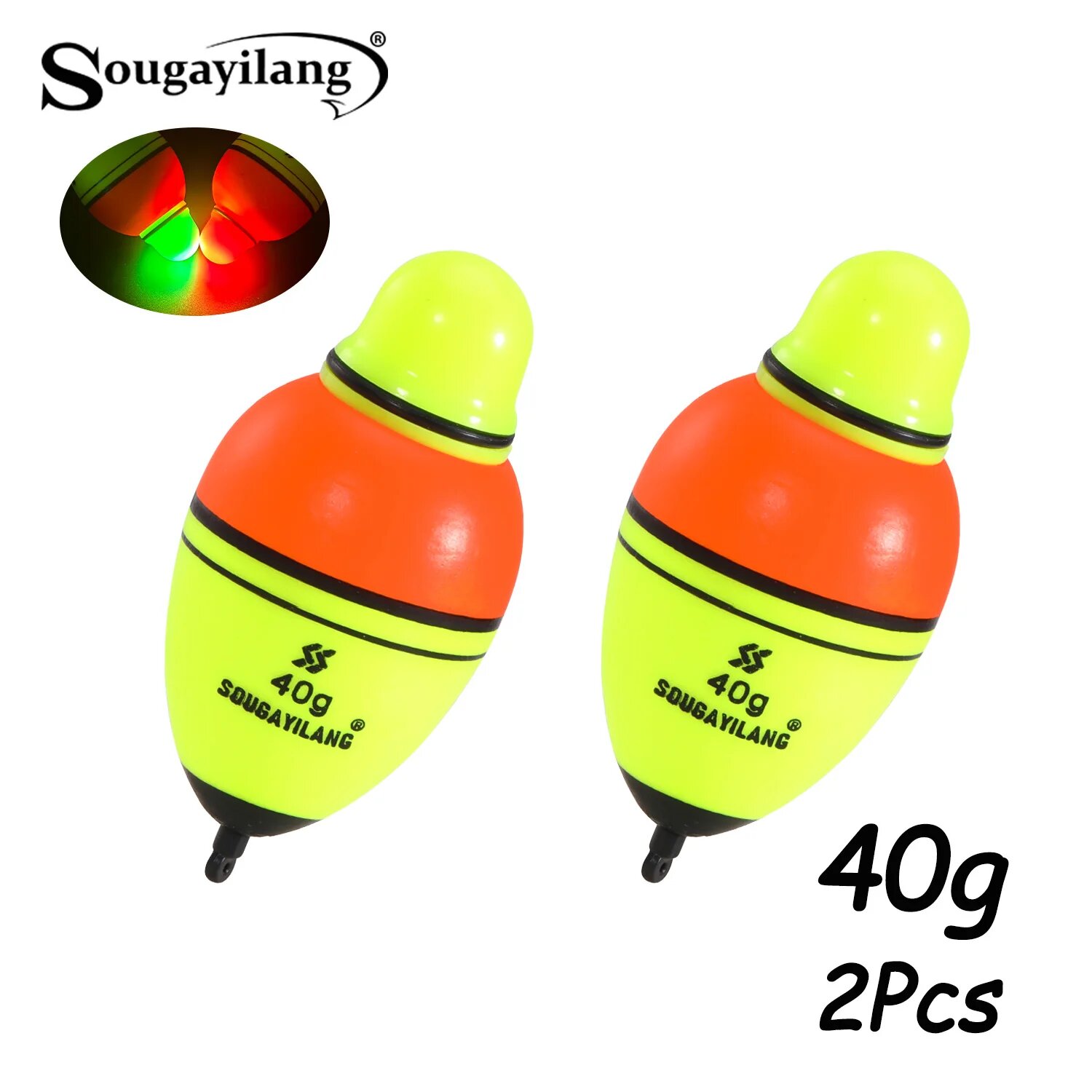 Поплавки для рыбалки Sougayilang, 40g, 2шт, светящиеся