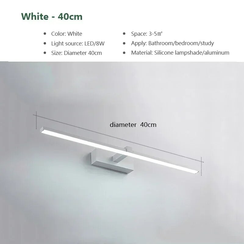 Настенный светильник Белый 40см, LED 8W, 3000k