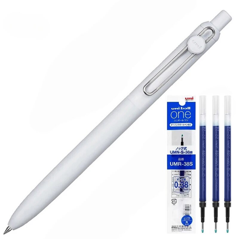 Uniball ZENTO Basic Гелевая ручка 0,38 мм/0,5 мм Белый, 0.38Wht 3BluInk