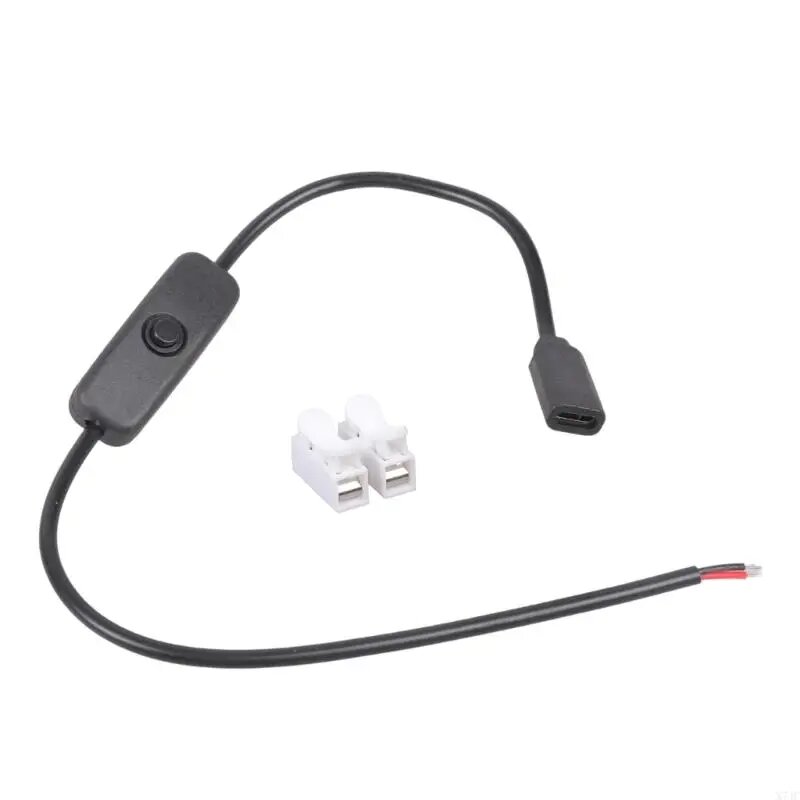 USB Type C переходник на 2-контактный оголенный провод с выключателем