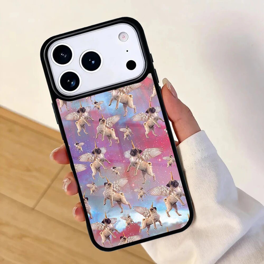 Чехол для телефона с принтом милого щенка мопса для iPhone 17 AIR 16 Pro Max 15 14 13 12 11, защитный бампер
