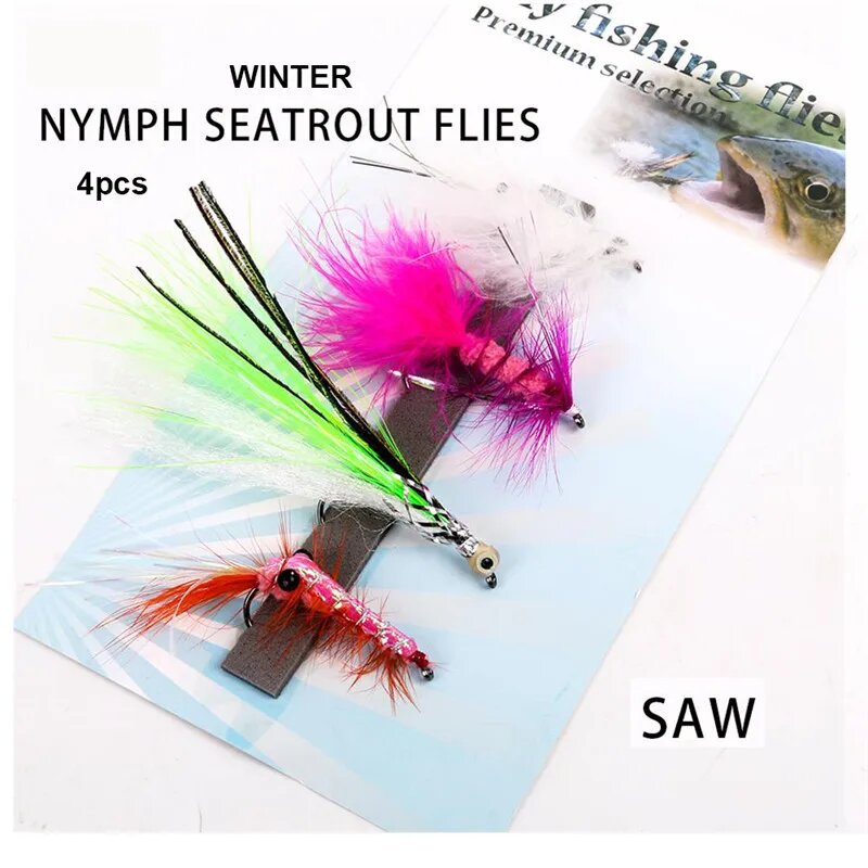 Набор мух для ловли форели MAXIMUMCATCH ручной вязки #2-#14 SAW Nymph Flies