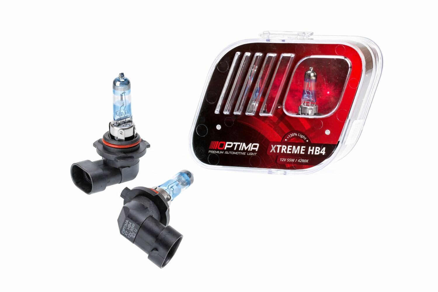 Галогенные лампы Optima Xtreme HB4 +130% light 4200K, 12V, 55W, комплект - 2 лампы