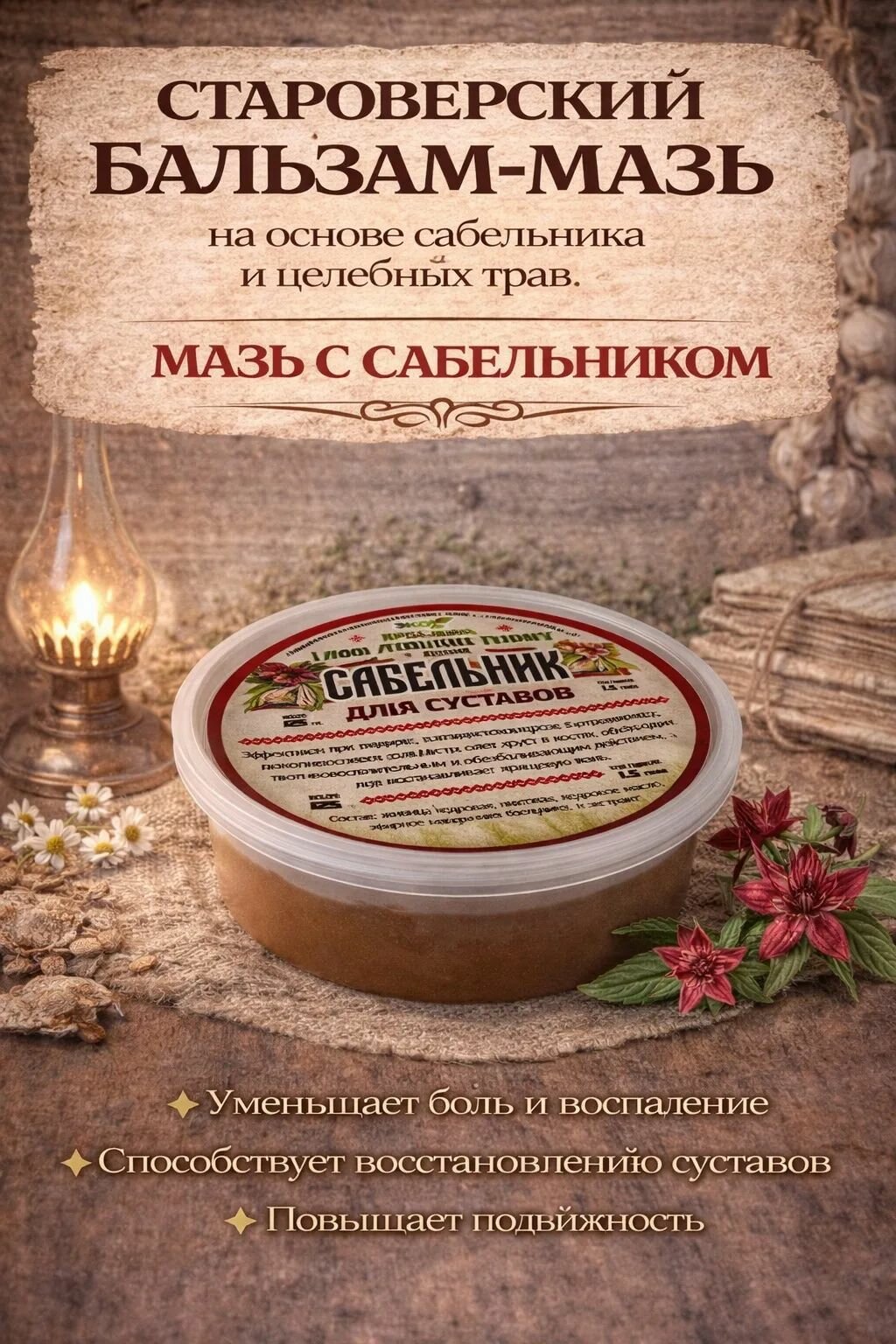Крем - мазь на травах и корнях " Сабельник для суставов" 125гр.