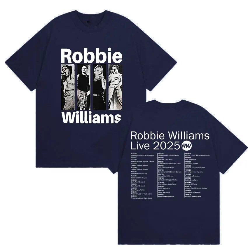 Футболка Custom Robbie Williams Live Rw Tour 2025 SBIP Темно-синий, L, Navy blue