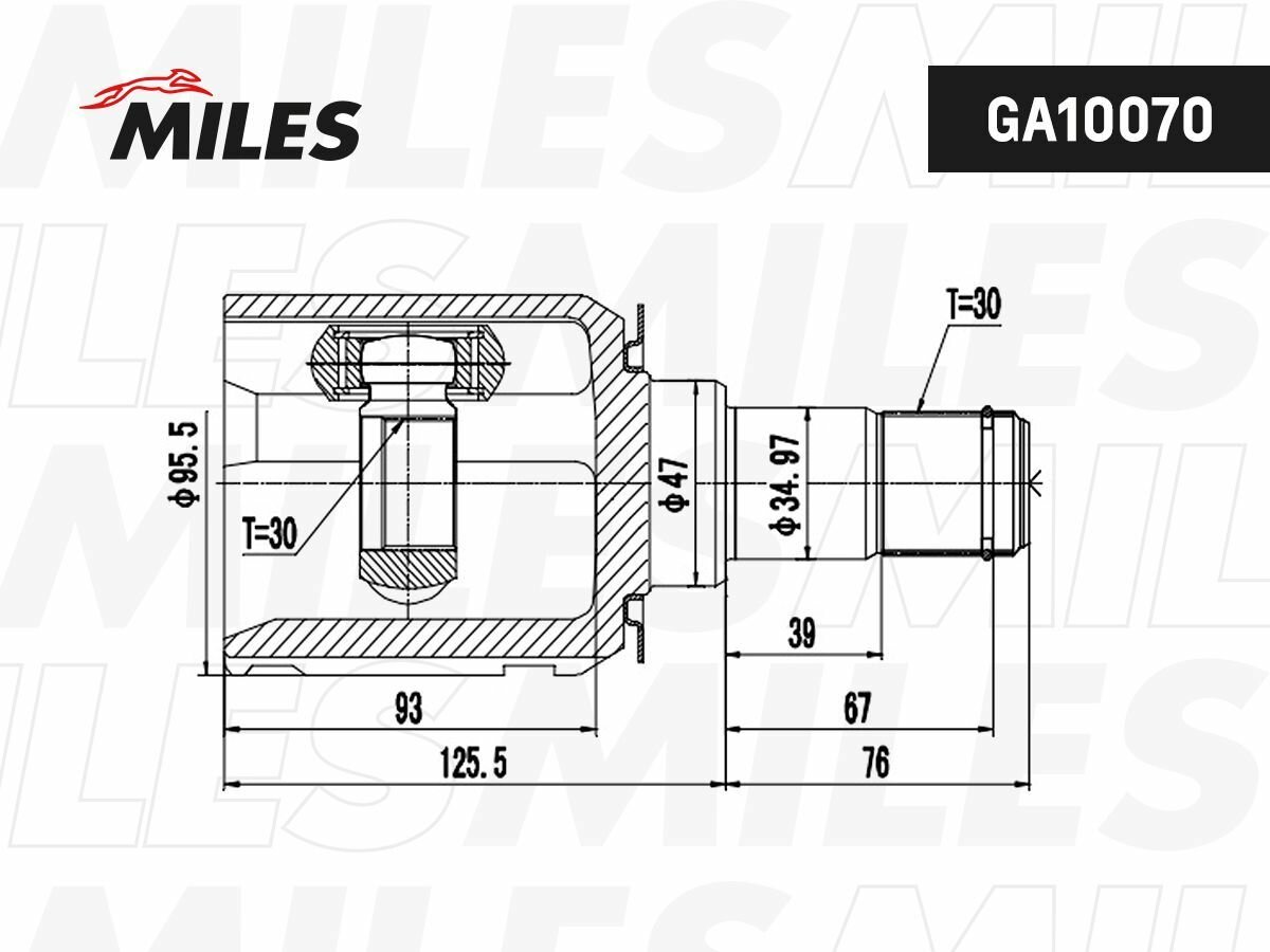 ШРУС TOYOTA LAND CRUISER PRADO 150 09- внутр, MILES, GA10070