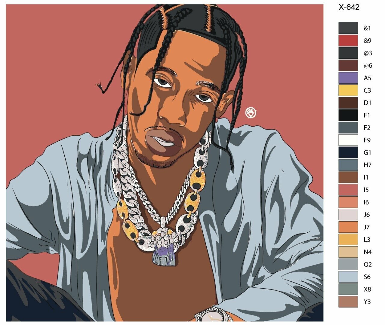 Картина по номерам X-642 "Репер Travis Scott (Трэвис Скотт)" 80х80