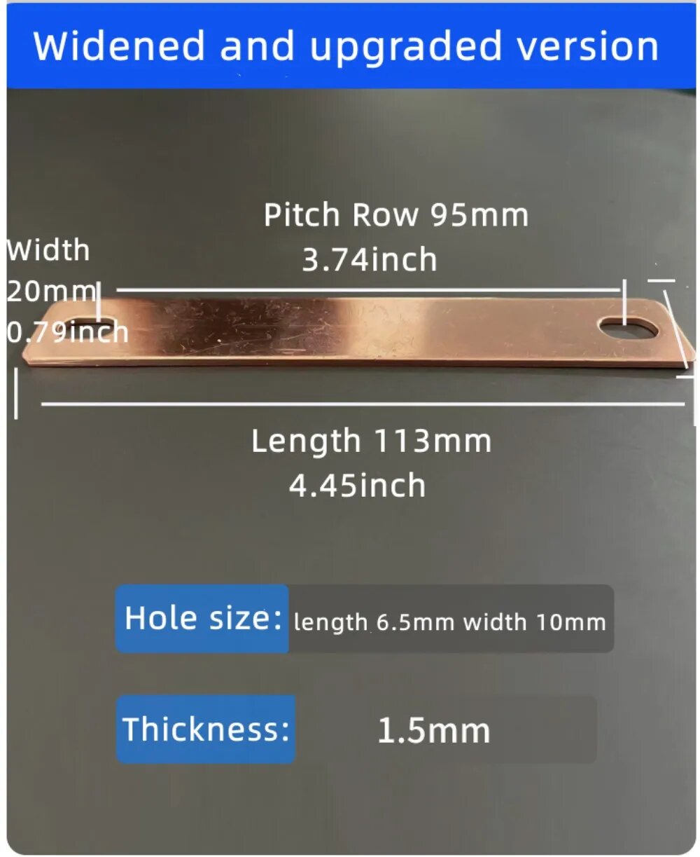 Медные соединительные шины VNSZNR для LiFePO4 аккумуляторов 30-300 Ач 95mm Width 20mm