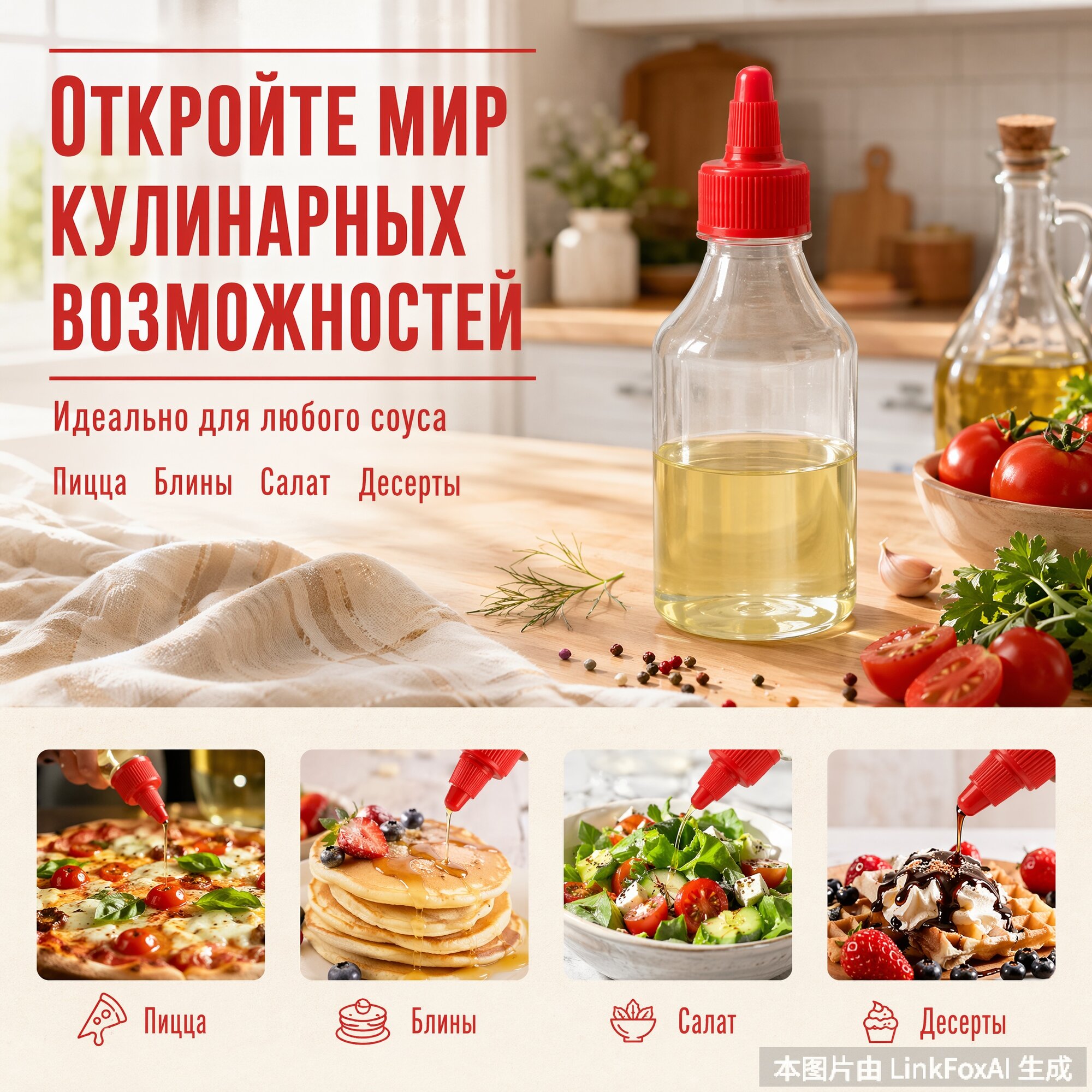 Пластиковая кухонная бутылка для соуса с носиком-дозатором, набор 2 шт, выдавливатель для кетчупа и майонеза, соусница