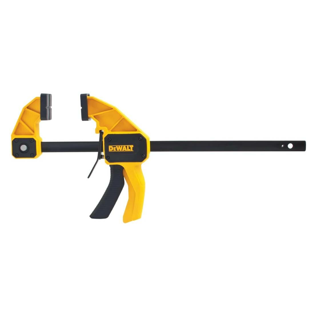 Быстрозажимная пистолетная струбцина DeWALT L DWHT0-83193, 300 мм, зев 83 м, функция распора, плавный ход, желтый