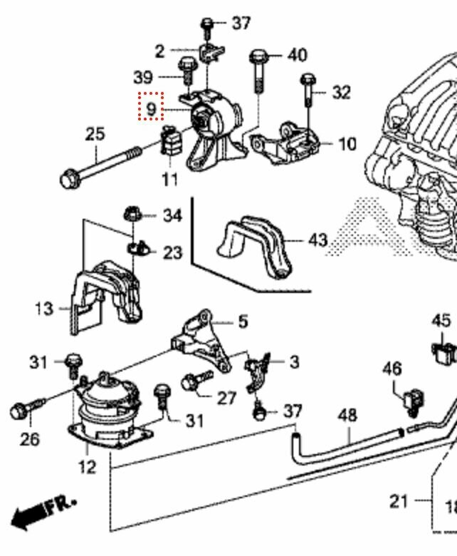 Опора крепления двигателя; Артикул Honda/Acura: 50820STXA02 (Оригинал)