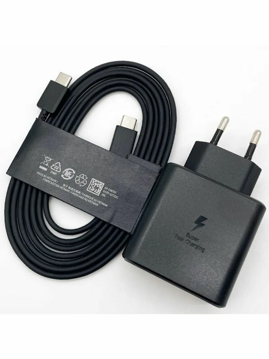 Для Samsung 45W PD зарядное устройство супер быстрая зарядка 2,0 3A 1.8M Тип C кабель адаптер для Galaxy S24 S23 S22 плюс Примечание 20 10 Ультра A73 A54