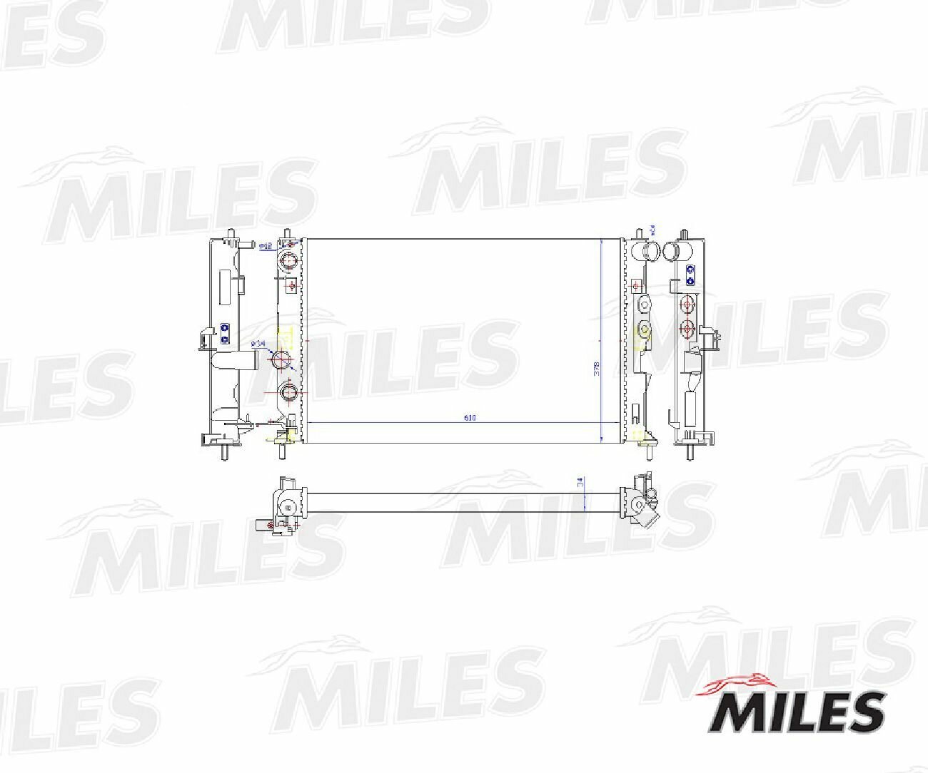 Радиатор OPEL VECTRA B 1.6-2.2/2.0TD/2.2TD A/T 95-03, MILES ACRM070