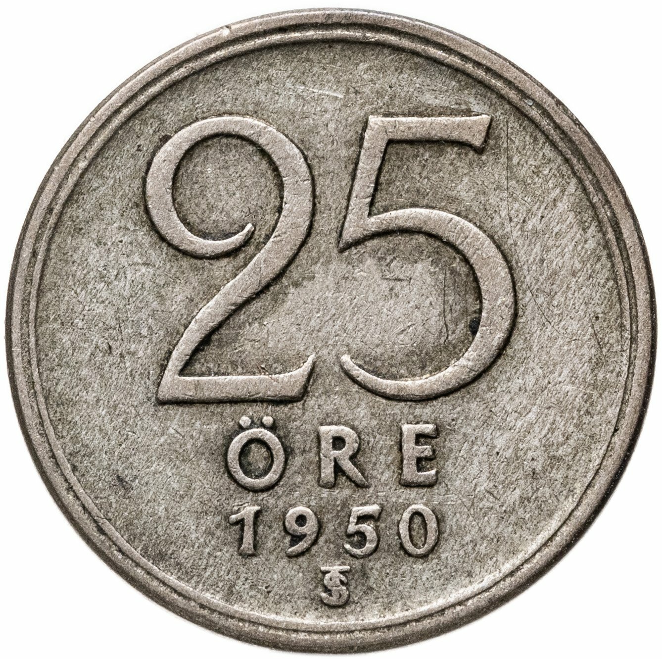 Швеция 25 эре ore 1950, Серебро 400, в сохранности VF