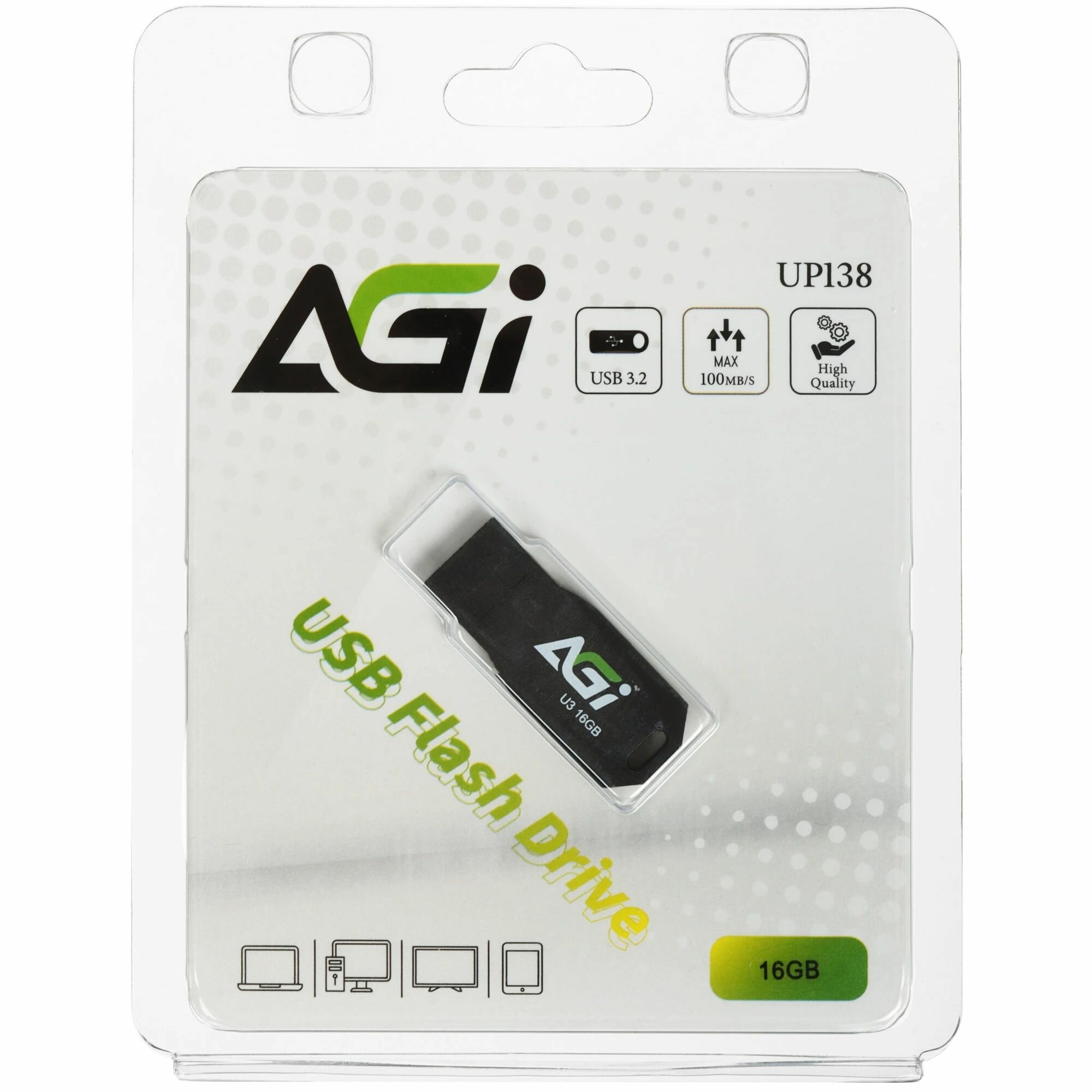 Память USB Flash 16 ГБ AGI UP138 (AGI016GBBUP138-RT) - USB3.2, USB Type-A, чтение до - 250 МБ/с