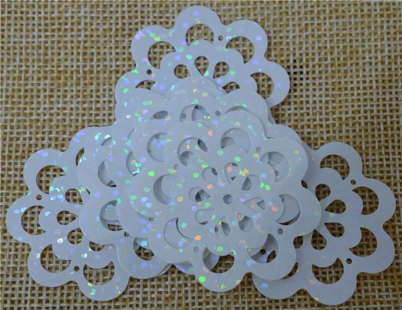 Пайетки голографические Dream Maker 35 мм, Laser white, 300 шт.