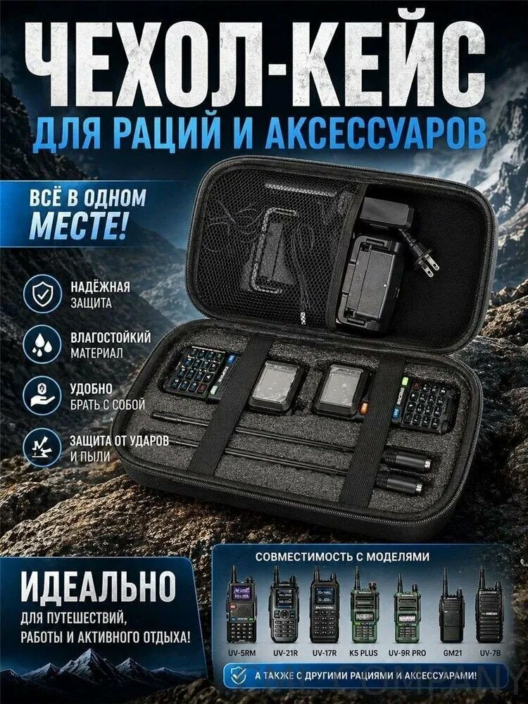 Прочный хардкейс для раций BAOFENG с внутренним карманом и мягкой подкладкой, подходит для UV-5RH, UV-5R, BF-F8HP,