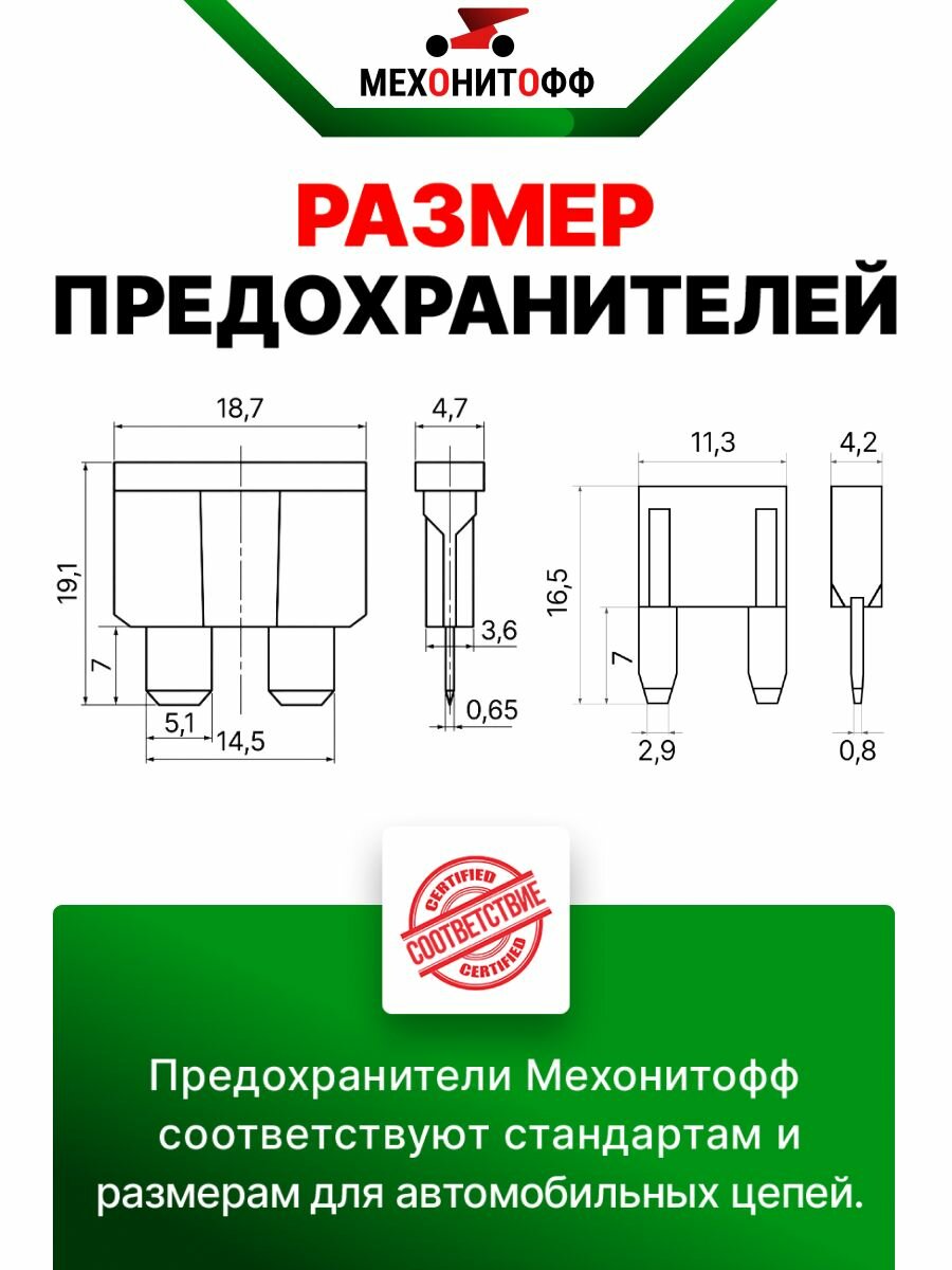 Предохранители Dongfeng набор Стандарт+Мини 20 шт — фото 1