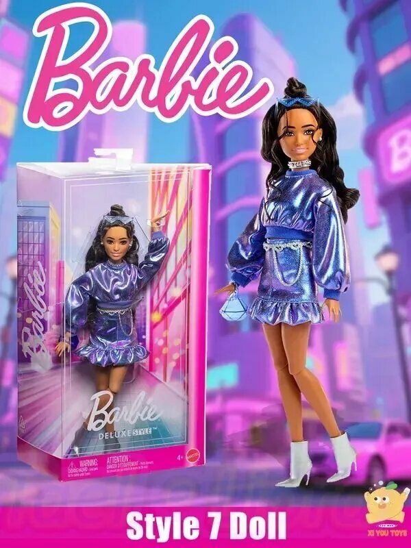Маттел Mattel Barbie Deluxe Style 7 Doll / Шарнирная Кукла Барби Deluxe 7-го Размера, Подарок На День Рождения, Подходит Для Детей В Возрасте От 4 Лет И Старше