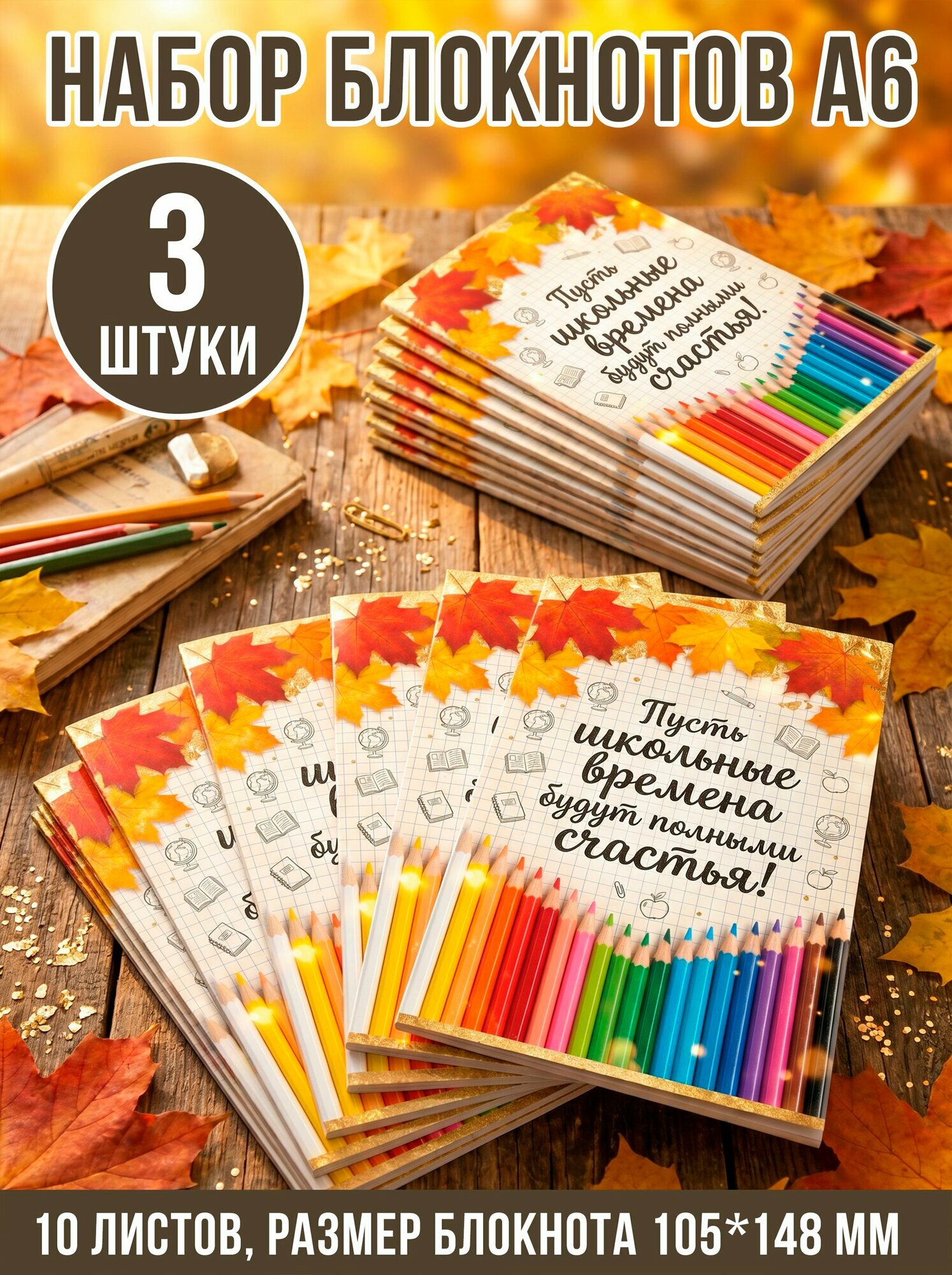 Набор блокнотов для школьников на 1 сентября А6 3 шт