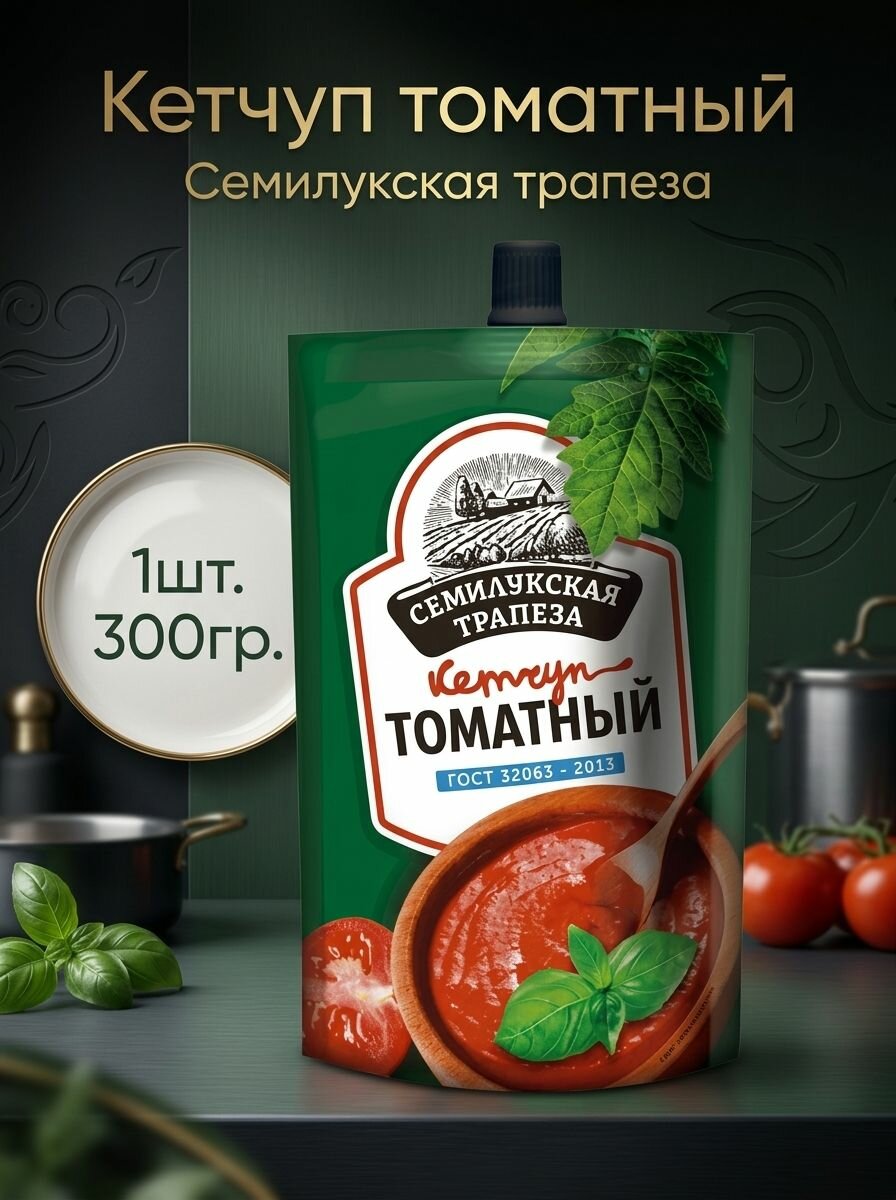 Кетчуп томатный 1шт 300гр. Семилукская трапеза ГОСТ 32063-2013