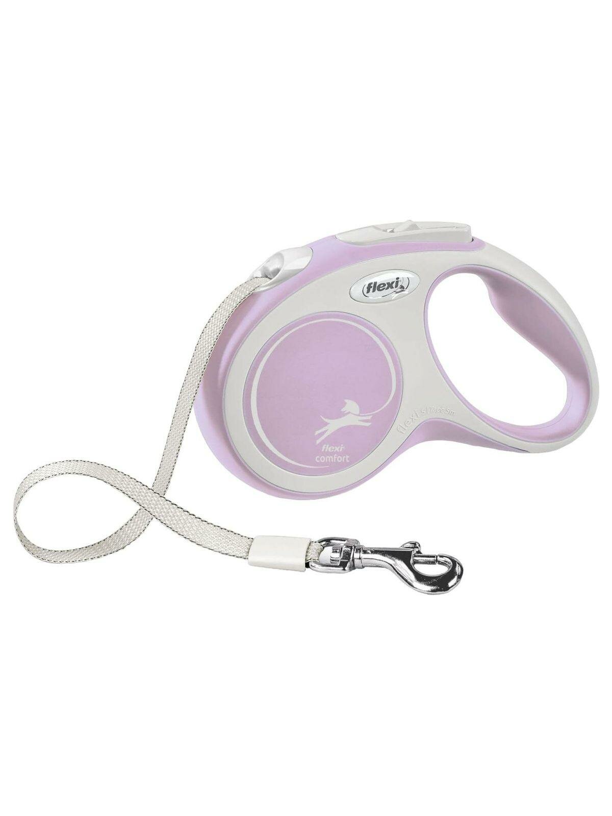 Flexi рулетка NEW LINE Comfort S (до 15 кг) лента 5 м серый розовый