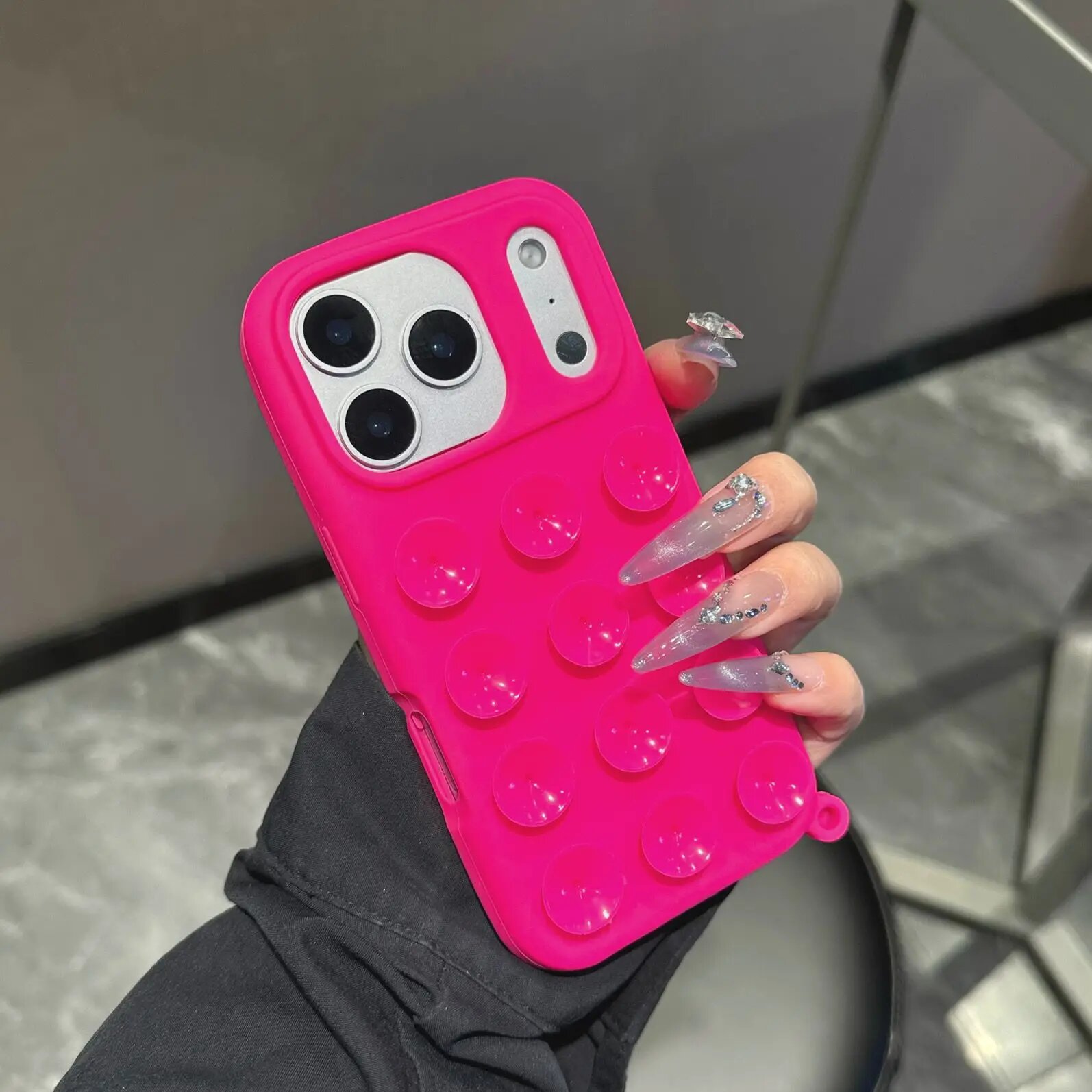 Роскошный силиконовый чехол на присосках для iPhone 17 Pro Max 14 13 iPhone Air, Розовый, Rose Red