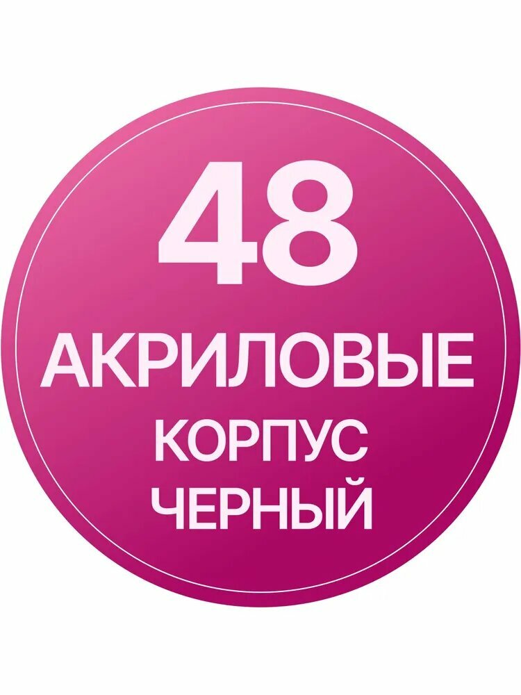 Маркеры акриловые набор 48 штук, черный корпус