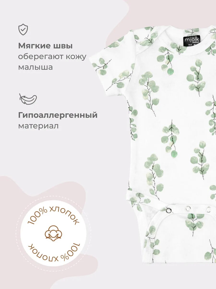 Боди Mjolk Коллекция Хиты, размер 86, эвкалипт — фото 1