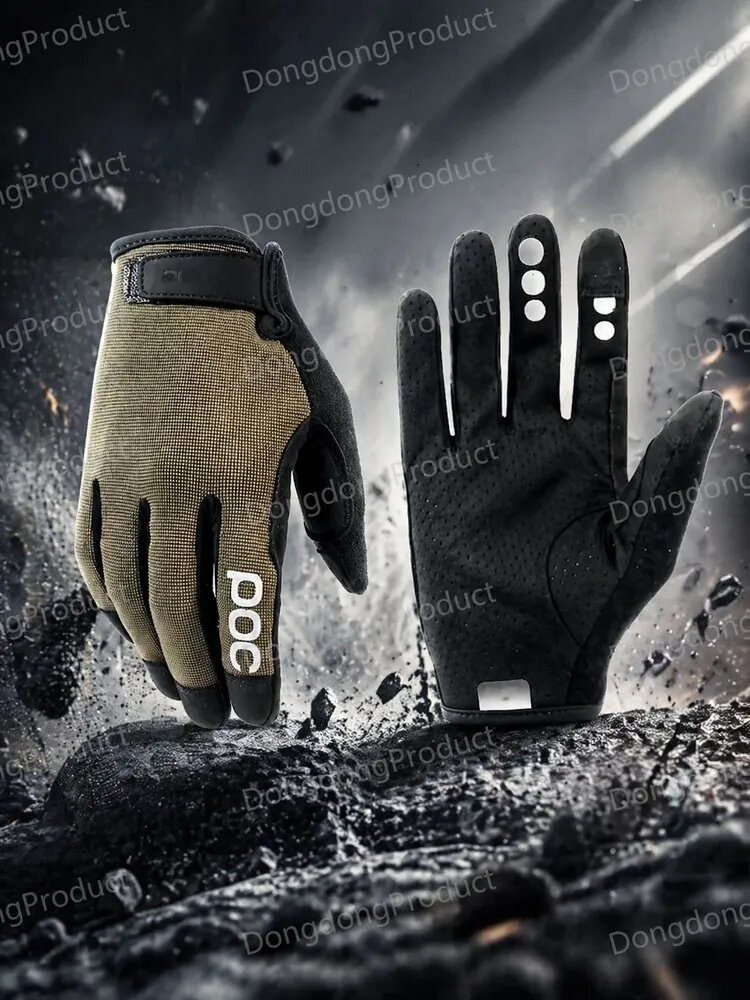 Велоперчатки POC Essential Enduro, мужские, размер L, оливковые, дышащие, с сенсорным экраном — фото 1