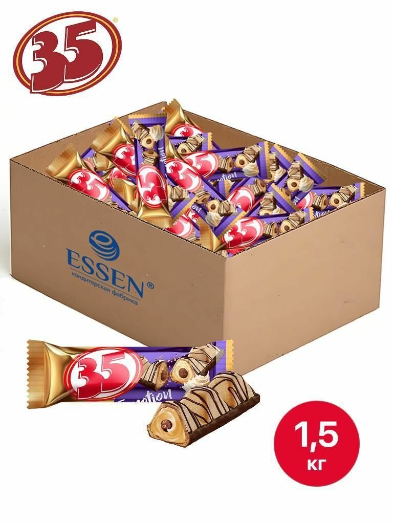 Конфеты ESSEN Конфеты вафельные 35 глазированные со сливочной начинкой, коробка 1,5 кг.