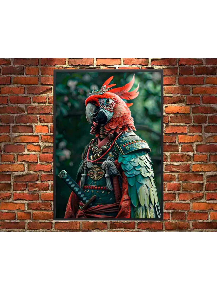 Птица-попугай Самурай 3, Плакат 30x42см