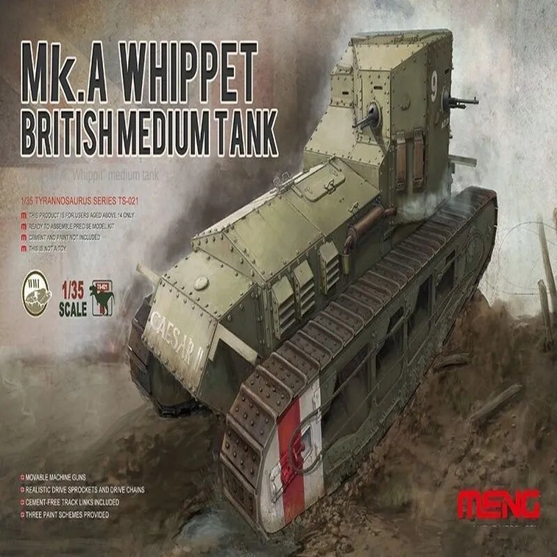 Meng Model ts-021 1/35 британский средний танк mk.a уиппет бренд танки