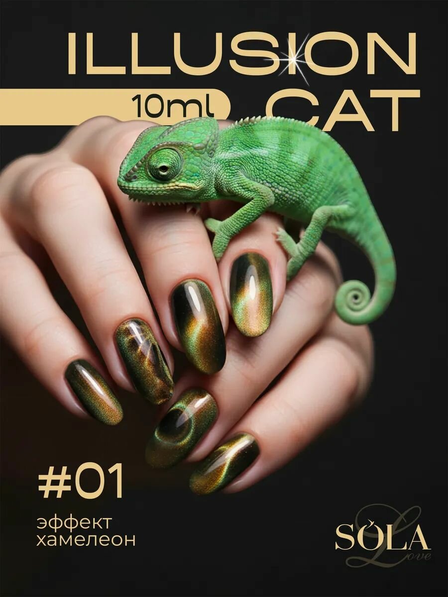 Гель-лак кошачий глаз Illusion cat 01 SOLAlove, 10мл