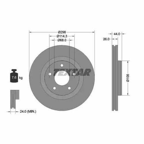 Диск тормозной Textar 92285905 для Nissan Juke, Pulsar