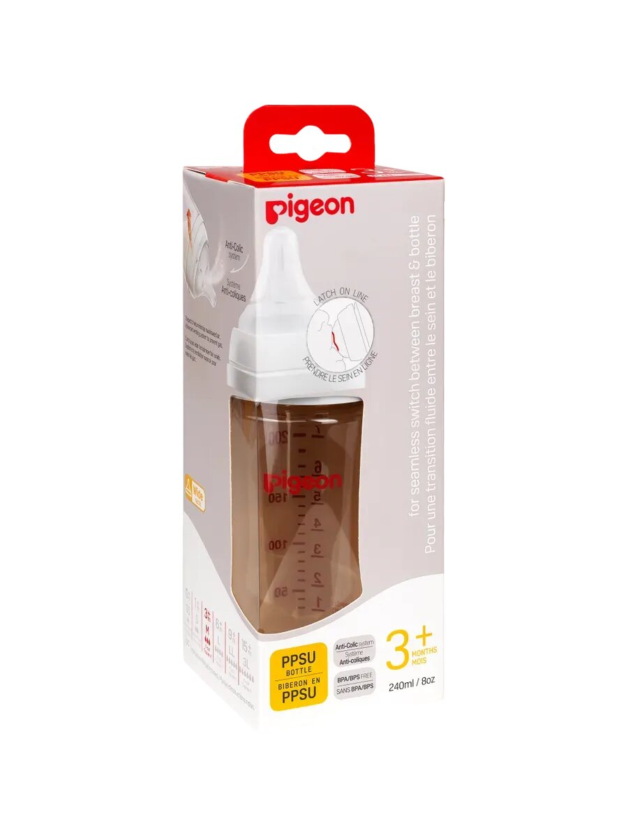 Pigeon Бутылочка для кормления из премиального пластика SofTouch Peristaltic Plus 3+ 240 мл ppsu 1 шт
