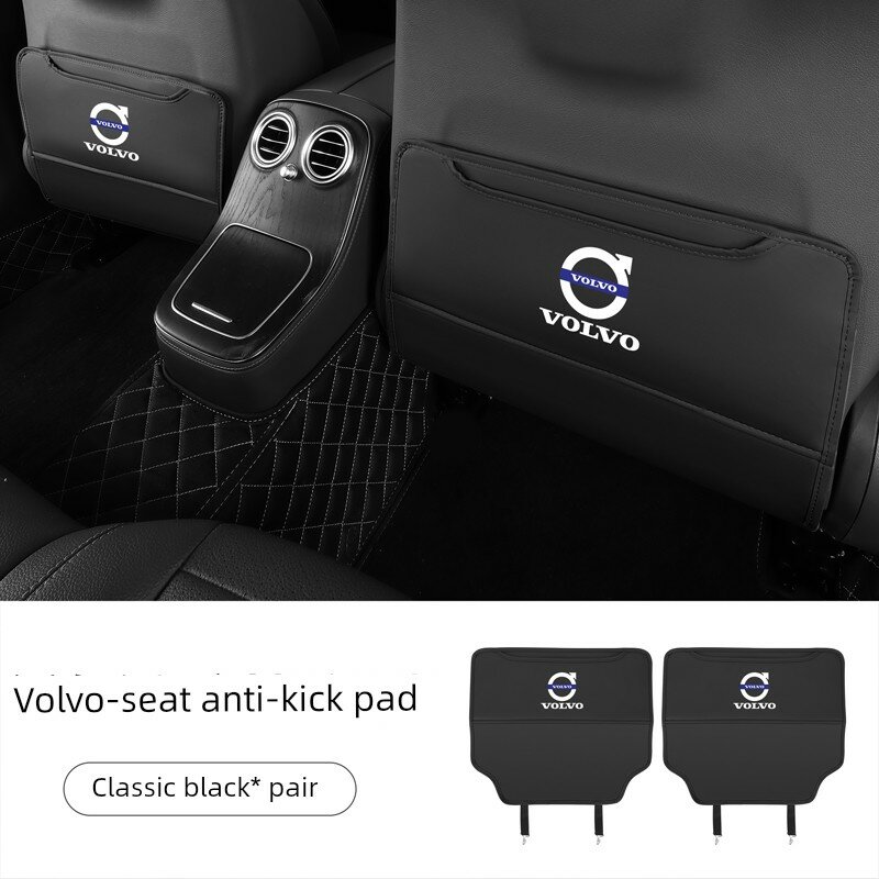 Защитный чехол для спинки сиденья автомобиля Volvo, черный цвет, комплект из 2 штук - прочная защита салона для