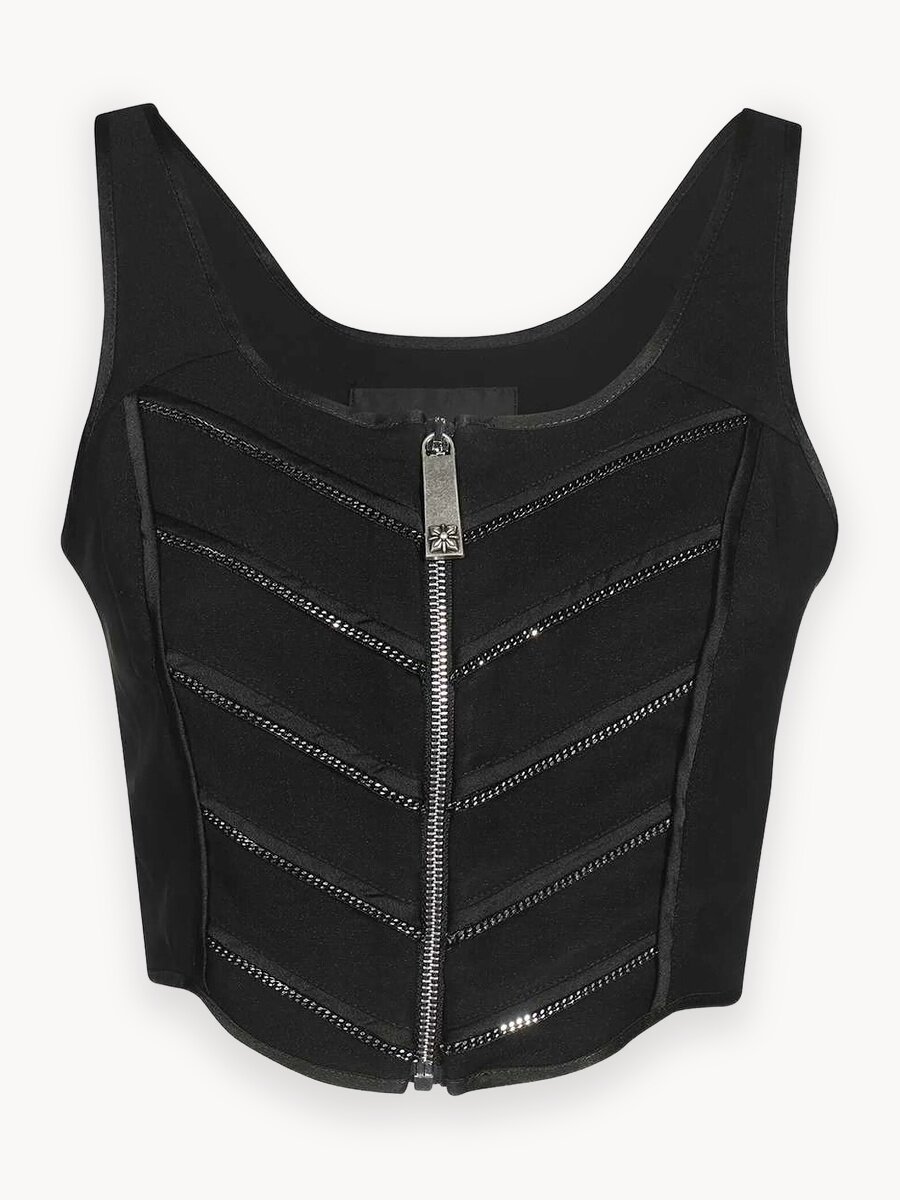Топ Zip-fastening chain-embellished top