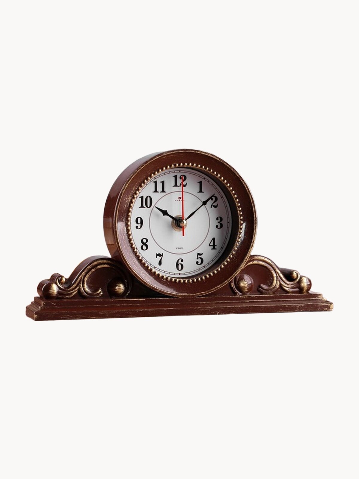 Часы настольные, интерьерные "Милица", бесшумные, 26 х 14 см, d-9.5 см, коричневые с золотом