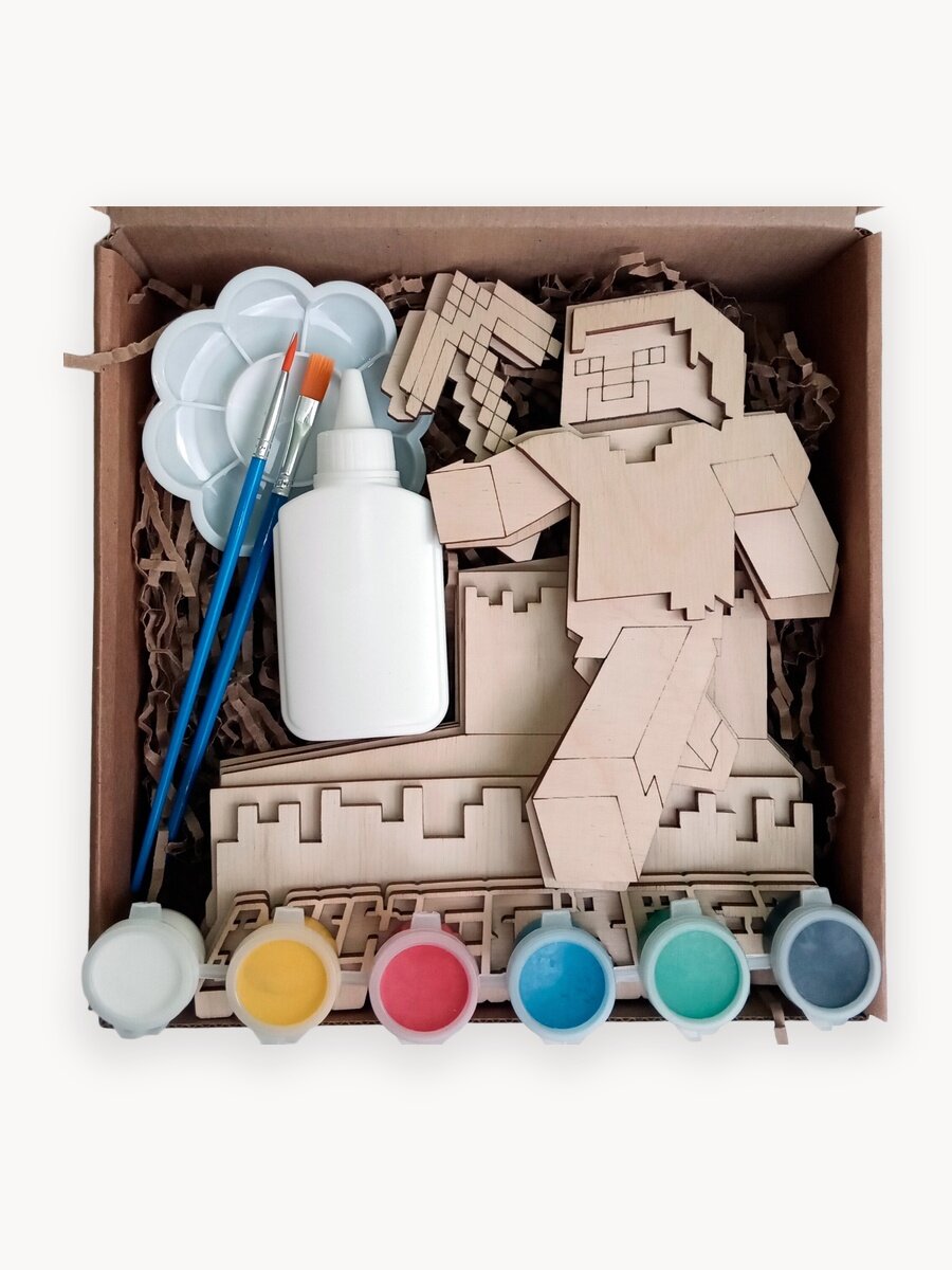 Раскраска деревянная 3д - многослойная раскраска "Майнкрафт" , 8 слоев, 18х23 см