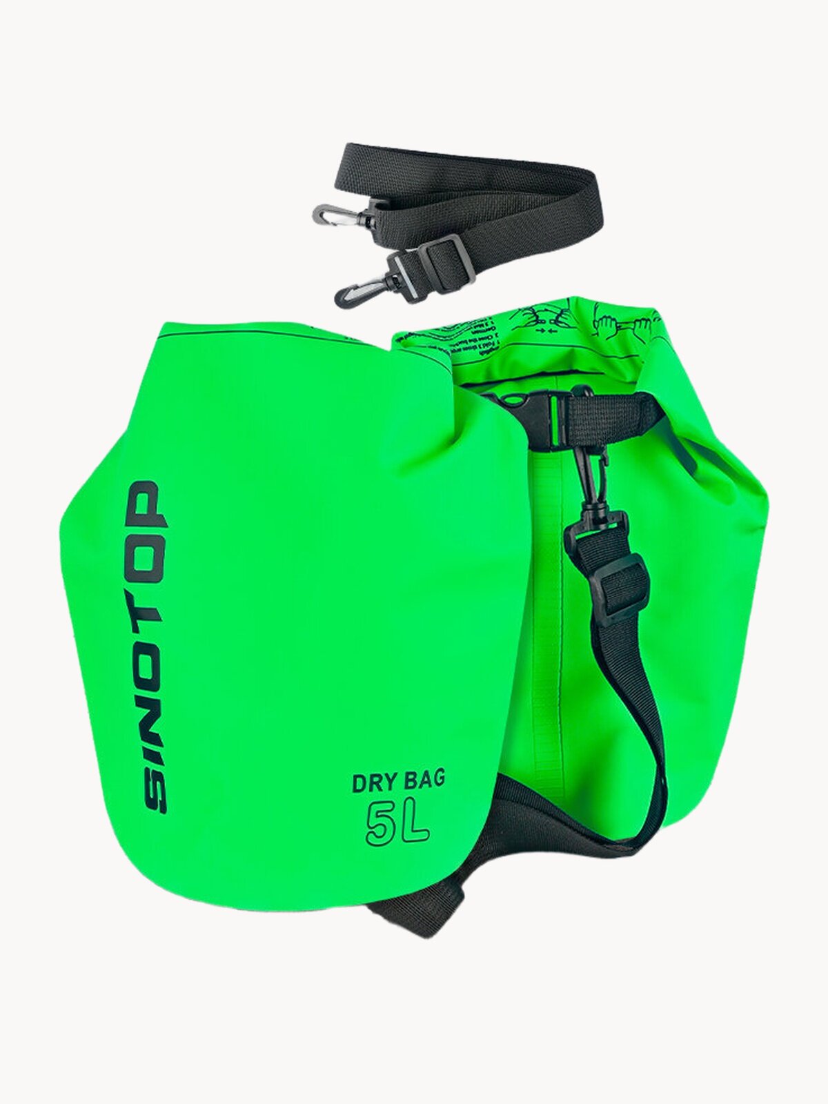 Гермомешок 5 л. для туризма и рыбалки, салатовый Sinotop TM0211001-5L / 5 литров 240x180 мм