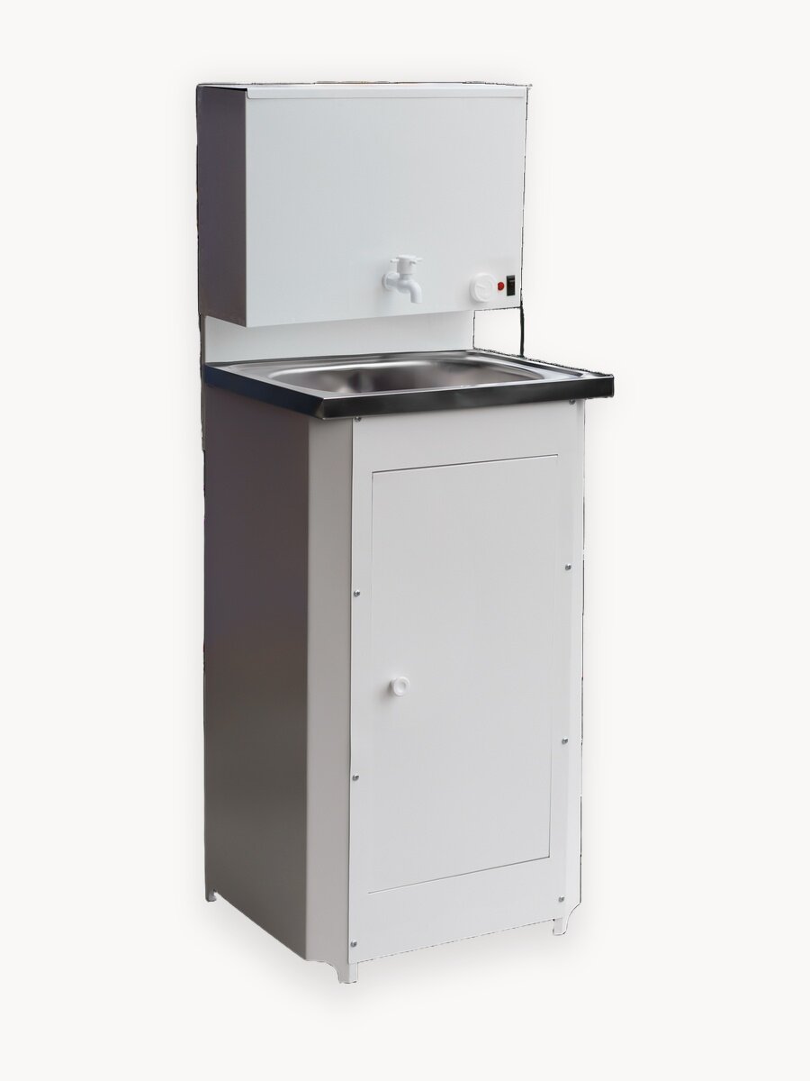 Умывальник фермер 20 л, ЭВН, мойка нерж, тумба металл, бак металл, белый