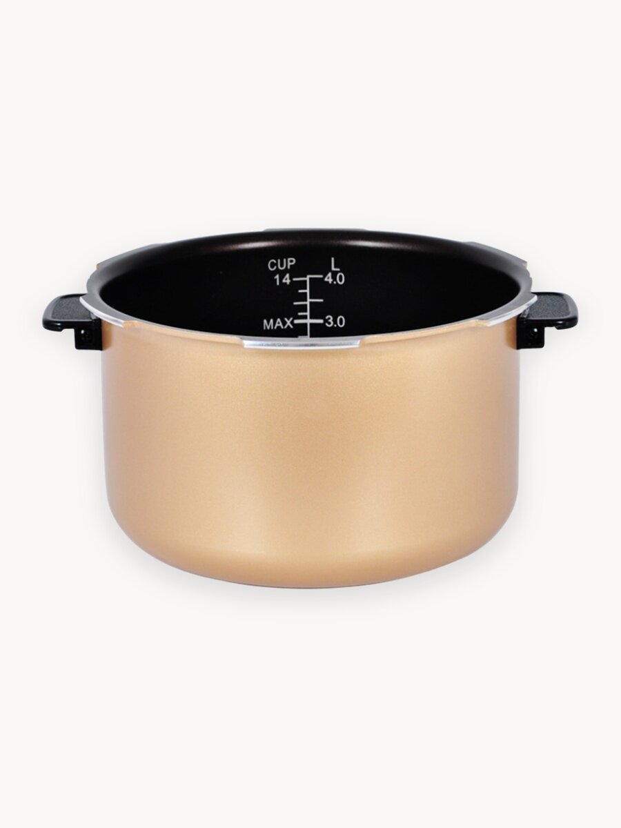 Универсальная съемная чаша MyPads для мультиварки на 4л 23.2х14.2см с ручками, выполнена из прочного материала, идеально подойдет для рисоварки