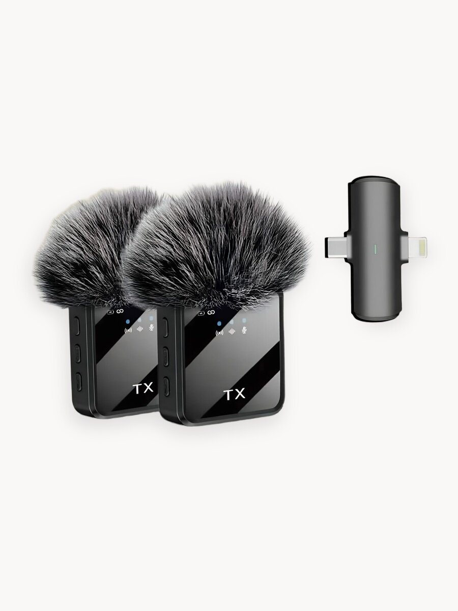 Беспроводной петличный микрофон F15 — для смартфона, стримов, запись звука, 3-в-1