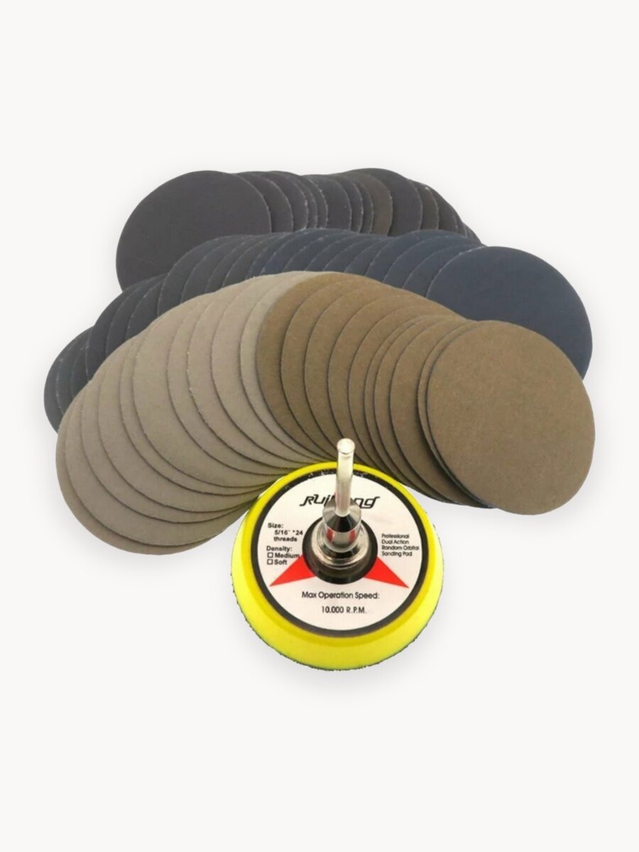 Набор шлифовальных кругов / дисков на липучке, 100шт и насадка для дрели / шуруповерта