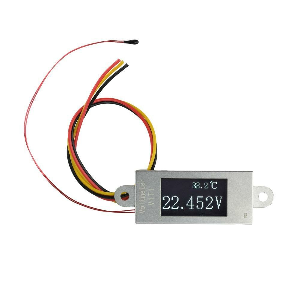 Мини вольтметр-термометр 5-30В, 0.77" OLED, NTC, защита от переполюсовки