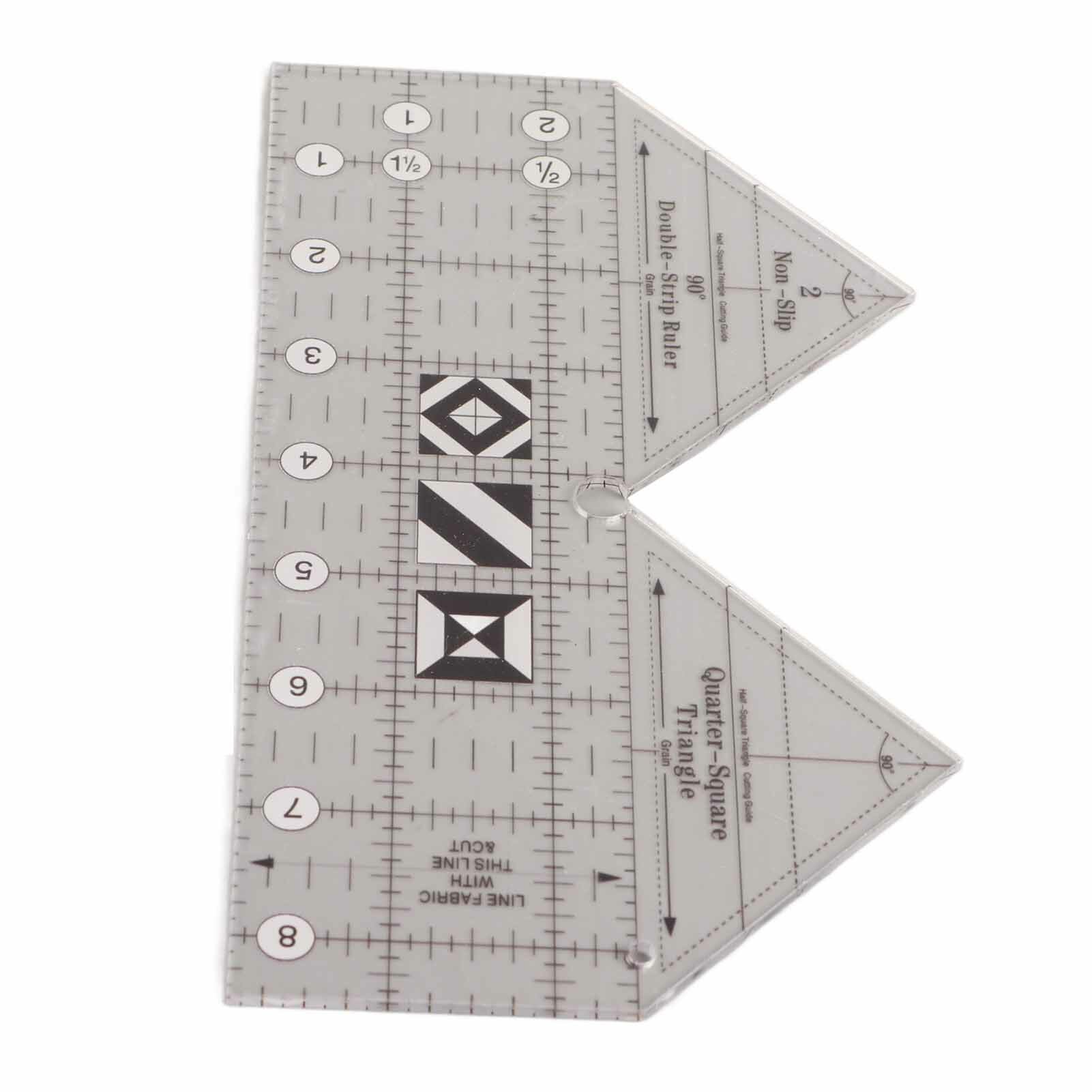 Линейка-сетка 45/60/90 градусов, двойная полоса, прозрачный акриловый, нескользящий, четвертьтреугольный шаблон для раскроя, для шитья.