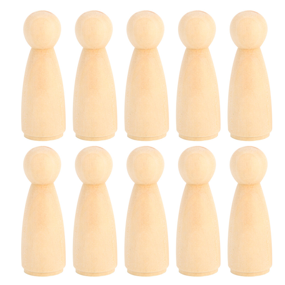 10pcs 65mm Female DIY Painting Dolls Wooden Children Figure Toy Craft