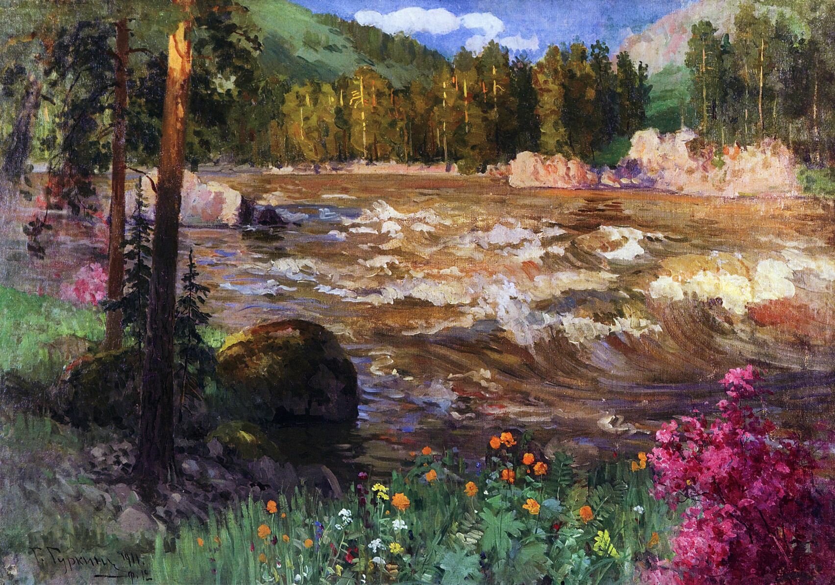 Картина Гуркина Григория Весенняя Катунь 1911 60х42 см